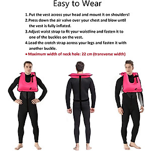 OMOUBOI Snorkel Vest for Adults Swim Vests Inflatable Snorkeling Jackets for Diving, Snorkeling, Swimming Safety (Suitable for 100-220 lbs) (Rose Red)