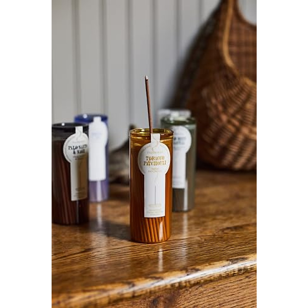 Paddywax Candles Haze Collection Incense Sticks in Glass Jar, 100-Piece, Tobacco Patchouli