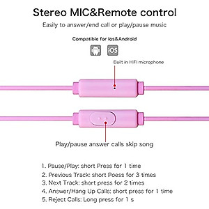 Earbuds in Ear Headphones - with Mic/Controller for iPhone Samsung ipad iPod(Pink)
