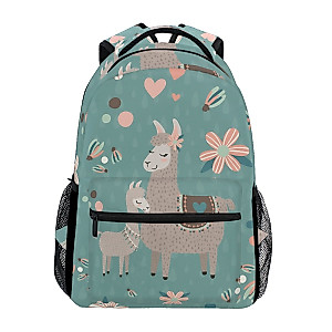 Cute Llama Baby Flower Fantasy Backpack School Bag Travel Daypack One_Size