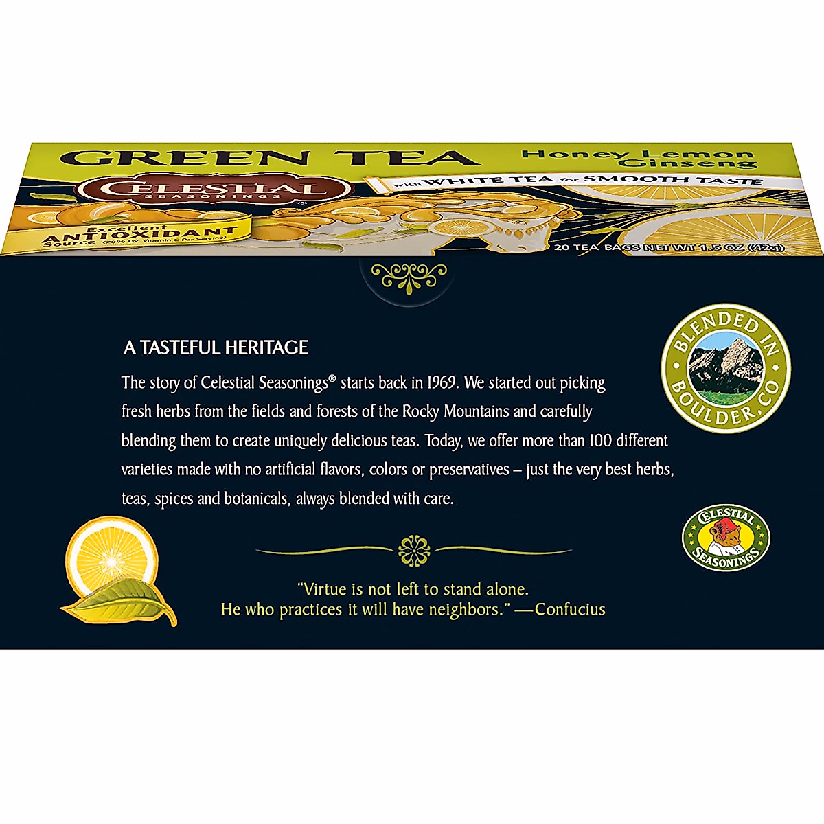 Celestial Seasonings Honey Lemon Ginseng Green Tea Bags, 20 ct (CELESTIAL618199)