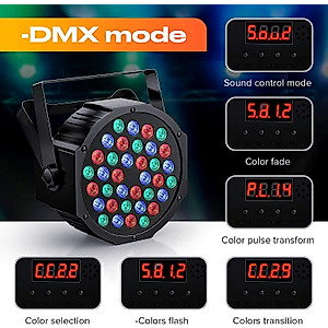 U`King 36W Rechargeable LED Stage Par Lights - 12 Pack, Battery Powered, RGB, Sound Activated, Remote Control, for Wedding, DJ Disco Events, Church Live Party