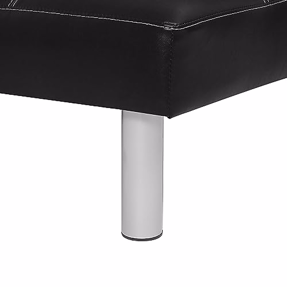 Eafurn Faux Leather Convertible Futon Sofa Adjustable Sleeper Couch Modern Home Recliner Reversible Loveseat Folding Daybed Guest Bed Small Sofabed with Metal Legs for Dorm, Apartment, Black 66.92"