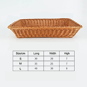 curfair Rattan Wicker Basket Lightweight Counter Rectangular Woven Tray Decorative Convenient Coffee S