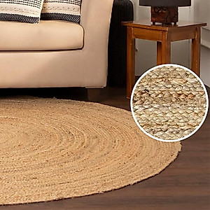 REDEARTH Round Area Rug - Hand Woven Braided 100% Natural Jute - Artisan Made Reversible Boho Jute Rugs for Bedroom - Kitchen - Living Room - Farmhouse - Aesthetic Home Decor (8' Feet - Natural)