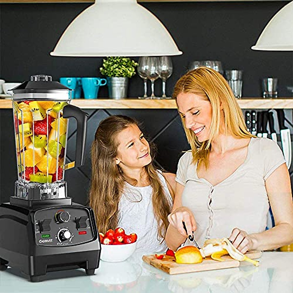 GEMAT Professional Countertop Blender with 1400-Watt Base, Smoothie Blender ,Built-in Timer ,High Power Blender 2L Cups for Frozen Drinks ,Shakes and Smoothies