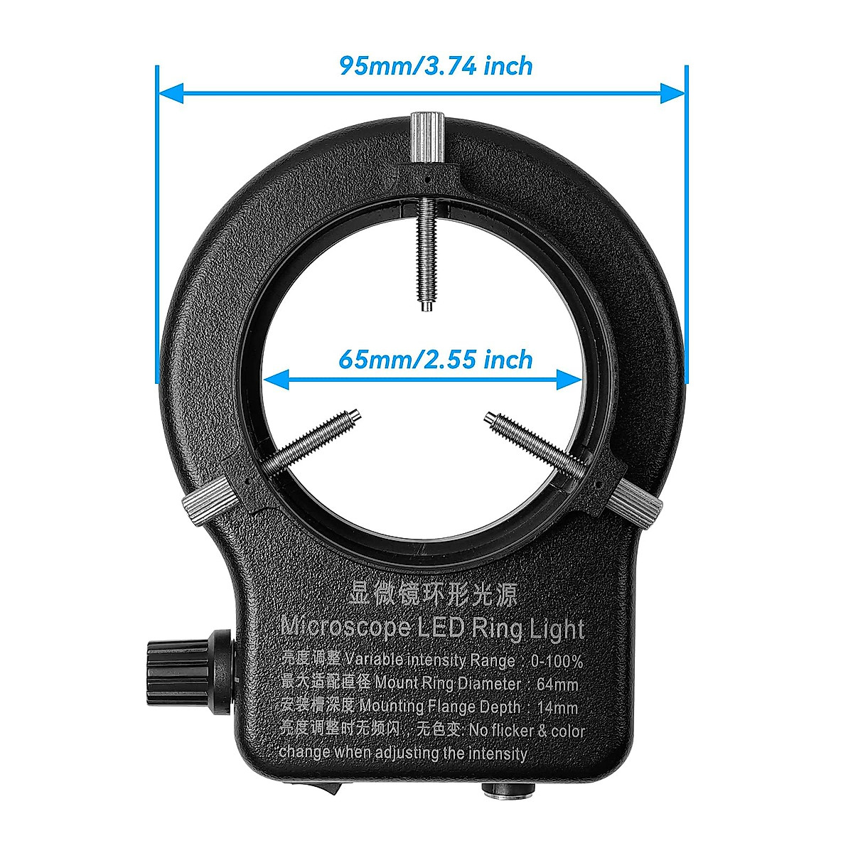 144 64 LED Ring Light Illuminator for Stereo Microscope, Adjustable Ring Light Lamp Industry Monocular Binocular Trinocular Soldering Stereo Repairing Microscope Video Camera (64 LED Detachable Plug)