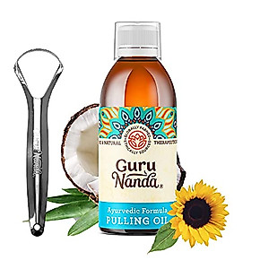 GuruNanda Original Oil Pulling Oil, Fluoride Free Vegan Natural Mouthwash & Advanced Formula Oil Pulling - Natural Coconut Oil Mouthwash with Essential Oils