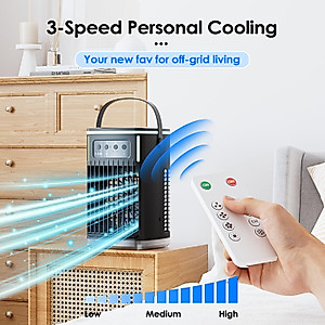 Portable Air Conditioners Fan,Portable Dual Nozzle Air Conditioner Fan, 1500ML Cooler with Remote, 3 Speeds & 1H/3H/6H Timer, 7 LED Colors, Perfect for Home/Office (Black)