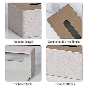 GOLRANLYE Tissue Box Cover Rectangular 9.8"(L) x 5.3"(W) x 4.3"(H) Refined Modern PU Leather Facial Tissue Dispenser Box Holder for Dresser Bathroom Decorative (Beige)