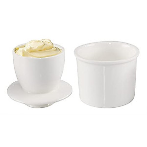 HOME-X Butter Crock, Stoneware Butter Container, Bell-Shaped Butter Keeper for Easily Spreadable Butter, 3 ¾" D x 3 ¾" H, White