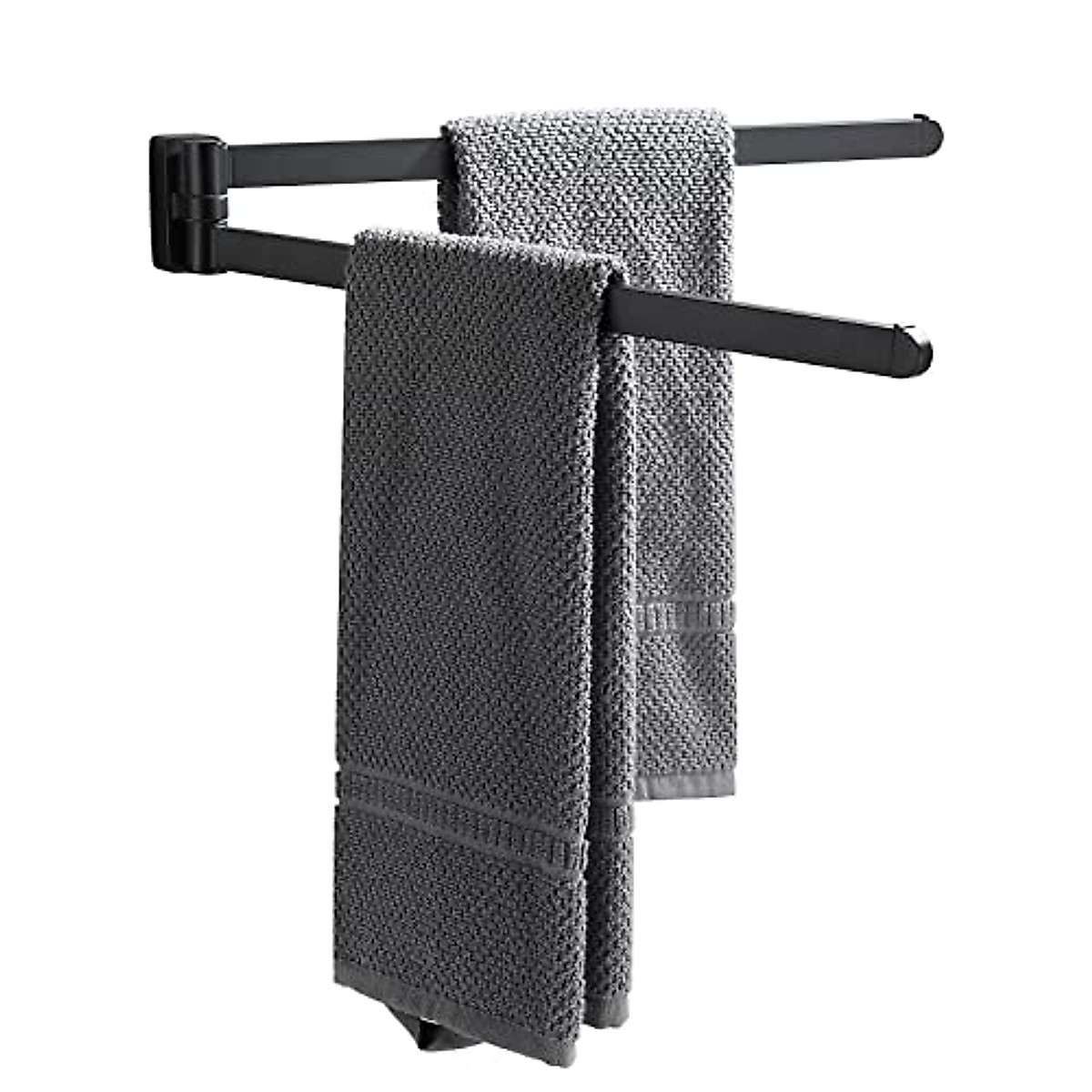 BGL Swivel Towel Rack Black Swivel Towel bar Movable Double Towel Rails Matt Rubber Black Bathroom Accessories