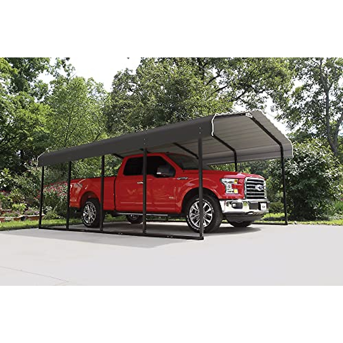 Arrow Sheds Amazon Exclusive 12' x 20' x 7' 29-Gauge Carport with Galvanized Steel Roof Panels and Enclosure Kit, Charcoal