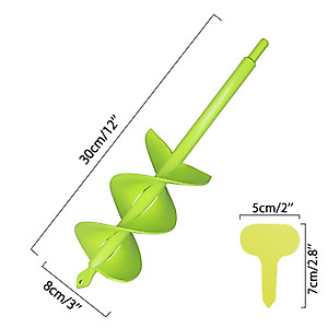 Auger Drill Bit for Planting-3”x12” Auger Drill Bit-Garden Auger Spiral Drill Bit for Bulb Planting,Heavy Duty Garden Auger for 3/8” Hex Driver Drill,Bouns 10 Plant Lables