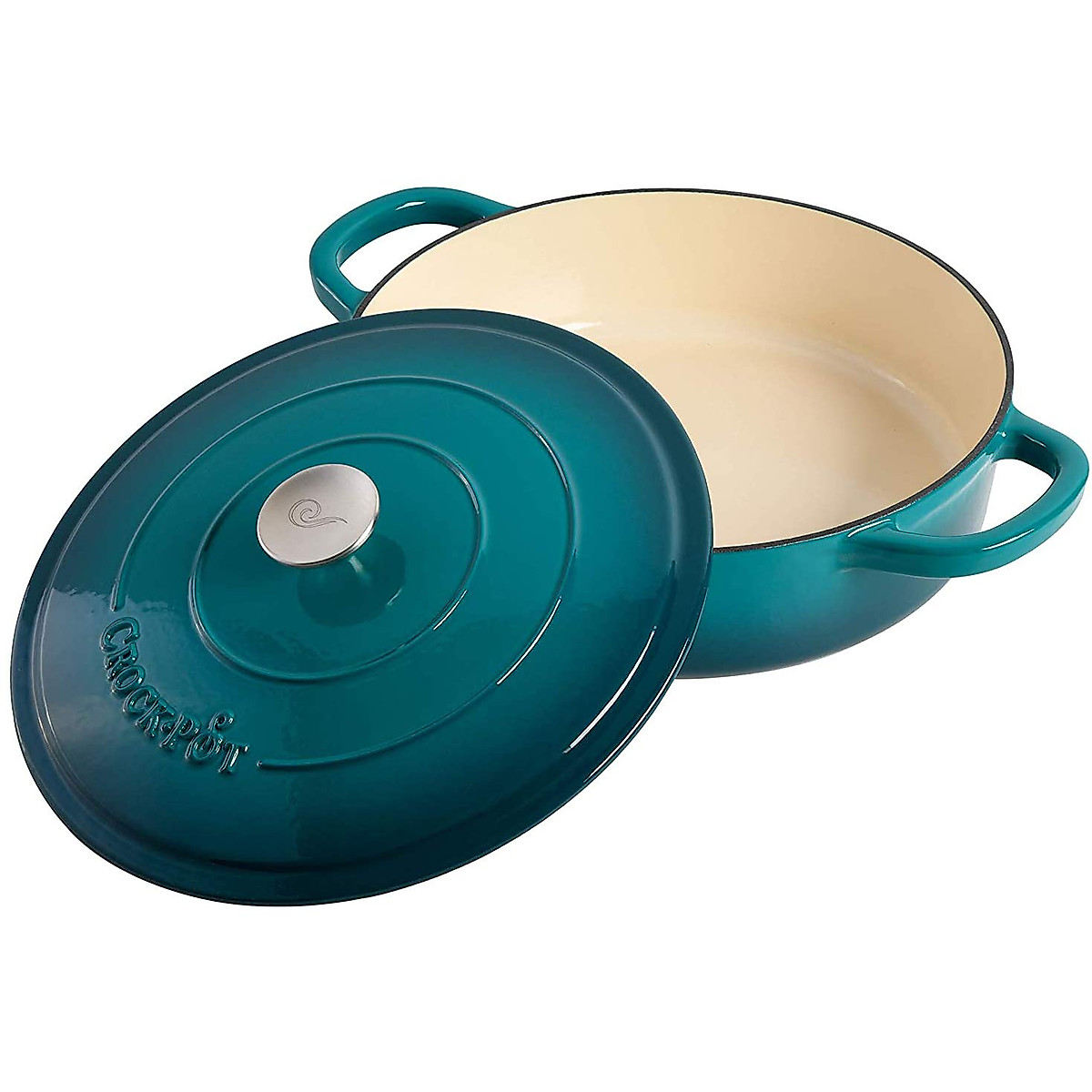 Crock-Pot Crock Pot Artisan Enameled Cast Iron Braiser W/Lid, 5 Quart, Teal Ombre