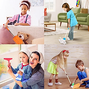 Meland Kids Cleaning Set - 8Pcs Toddler Broom and Cleaning Set with Toy Vacuum Cleaner, Pretend Play Children House Cleaning Toys, Christmas Birthday Gift for Girls Boys