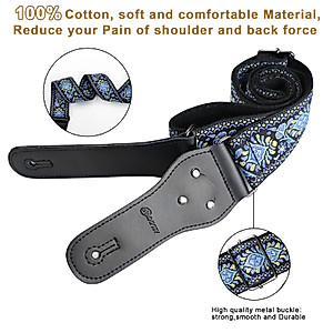MYDAYTIN Acoustic Guitar Strap, Unisex Adult Guitar Straps, Vintage guitar strap with Jacquard Weave Embroidered Leather End