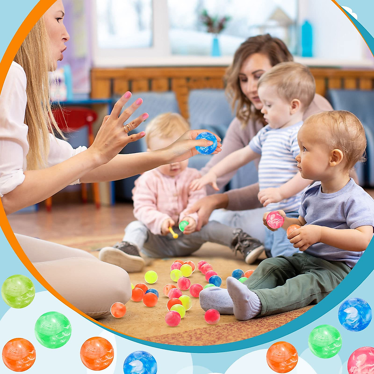 Zhanmai 40 Pieces Small Bouncy Balls Neon High Bouncing Balls Cloud Rubber Bouncy Balls 1 Inch Little Rubber Ball Colorful Swirl Ball for Game Prizes Party Favors Vending Machines