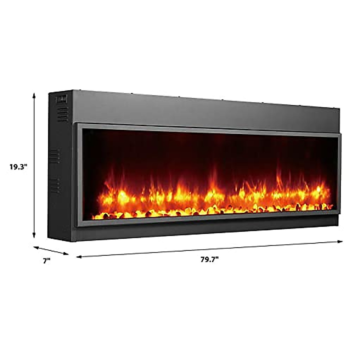 Dynasty Harmony 79 Inch Electric Fireplace - Modern, Linear Design with Multiple Flame Colors & Remote Control | Hardwire or Plug-in Installation, Supplemental Zone Heat