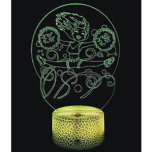 YTDZLTD Optical Illusion 3D Cheerleader Night Light 16 Colors Changing USB Power Remote Control Touch Switch Decor Lamp LED Table Desk Lamp