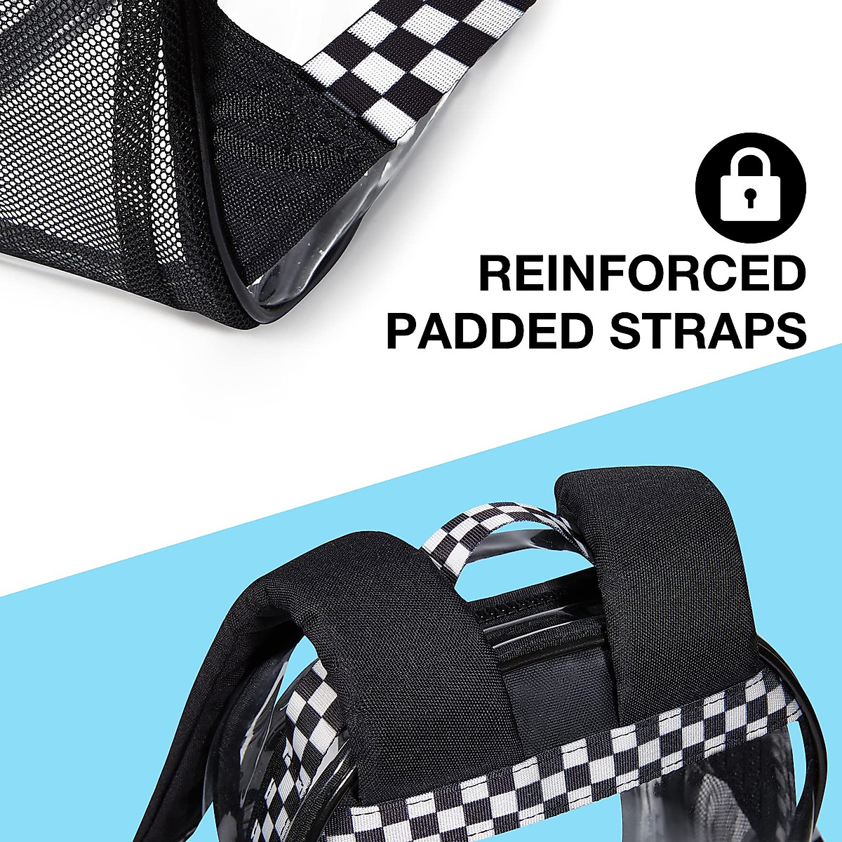 LIGHT FLIGHT Clear Backpack Mini Transparent Backpack Stadium Approved See Through Backpack for Work, Festivals, Sport Event, Black