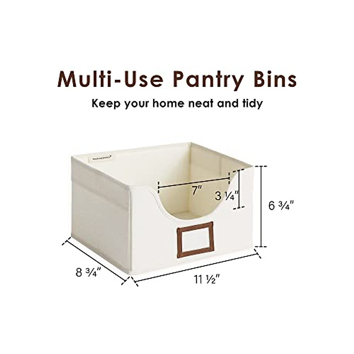 StorageWorks Storage Bins, Foldable Storage Basket for Shelves, Fabric Organizing Bins with Cutout Window and 2 Handles, Beige, 2-Pack