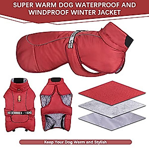 ROZKITCH Extra Warm Dog Coat Reflective Adjustable Dog Jacket Dog Winter Coat with Buckle Fleece Turtleneck Dog Jacket for Cold Weather Soft Winter Coat for Small Medium Extra Large Dogs