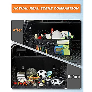 MIKKUPPA Car Trunk Organizer - Suv Trunk Organizer Oxford Material Car Trunk Organizer Trunk Storage Box with Handle, Multi-Compartment Foldable, for SUV Auto Truck Van with Non-Slip Bottom (Black)