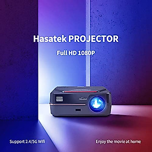 Hasatek Projector with WiFi and Bluetooth,400 ANSI Lumen Projector 4k HD Projector 1080p,Outdoor Portable Projector, Home Movie Theater Projector Compatible with iOS,Android,PC,Xbox,TV Stick,HDMI,USB
