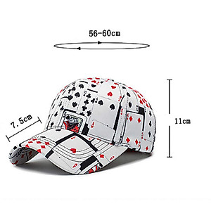 WISHLOL Poker Game Playing Card Adjustable Cotton Baseball Hat Cap Visor Unisex Hip Hop Hat, 1, Medium