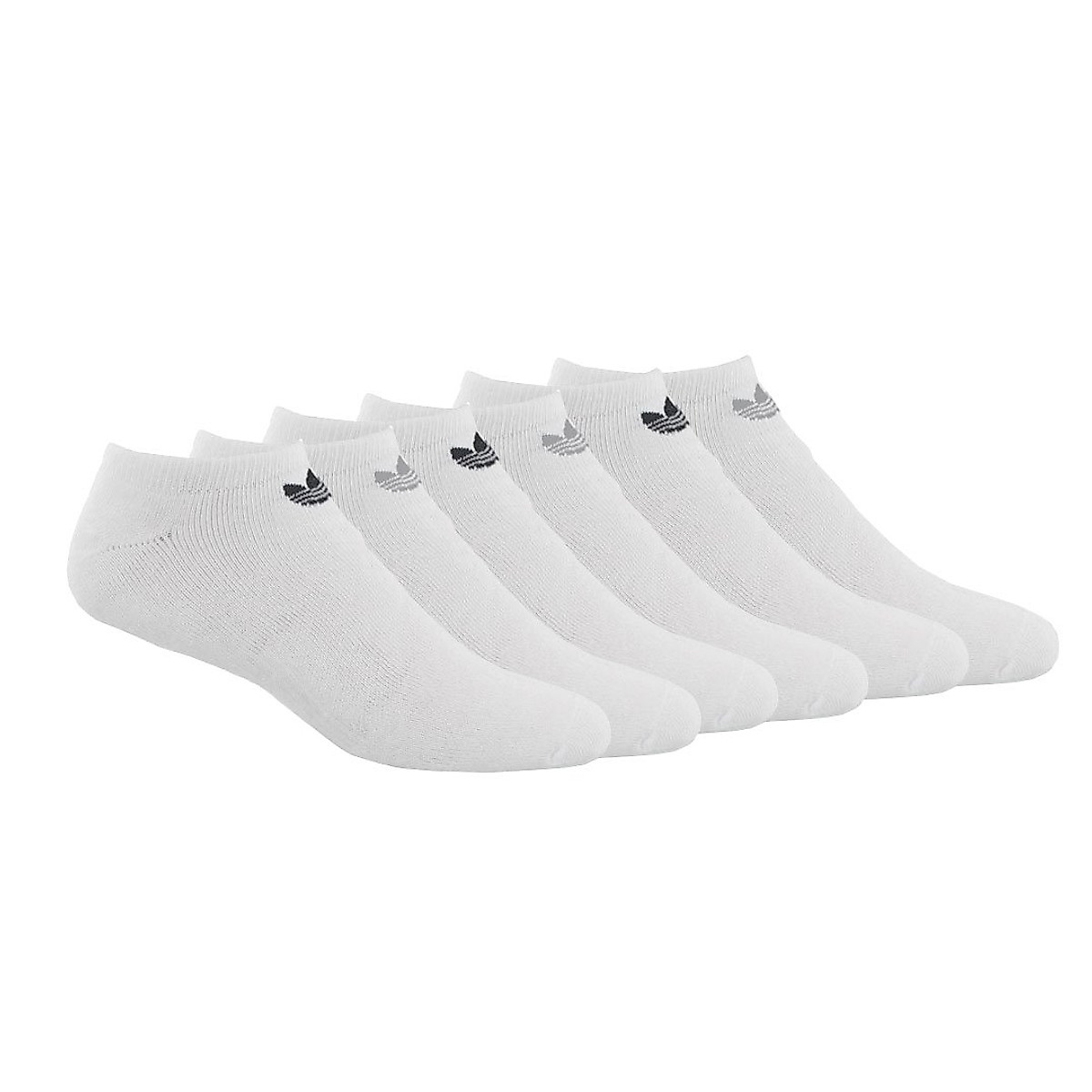 Adidas Originals Women's No Show Socks (Pack of 6) (White/5144790A, Women's Sock size 5-10)