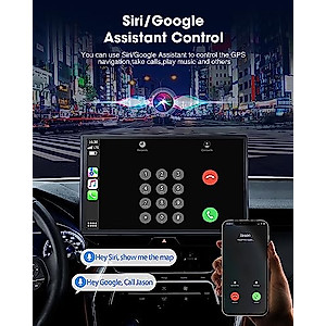 9-Inch Wireless Car Stereo with Carplay, Backup Camera, GPS Navigation, Android Auto - by LAMTTO