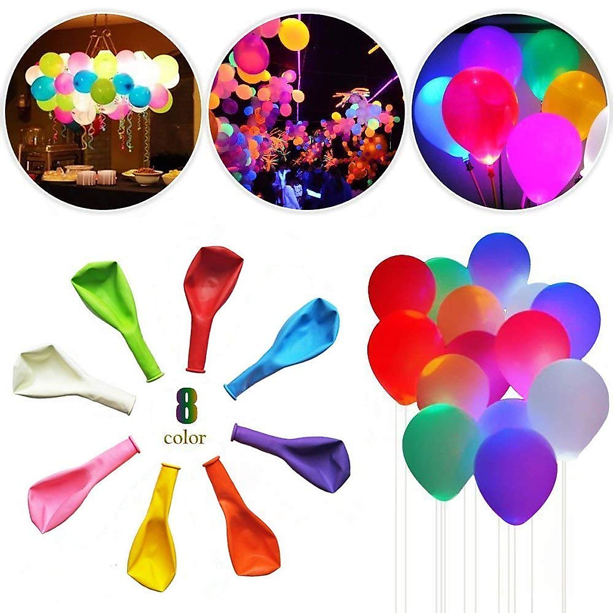 40 Pack LED Light Up Balloons, Mixed-Colors Flashing Party Lights Lasts 12-24 Hours, Glow in the dark For Parties, Birthdays Wedding Decorations And Halloween Christmas Festival,Fillable with Helium