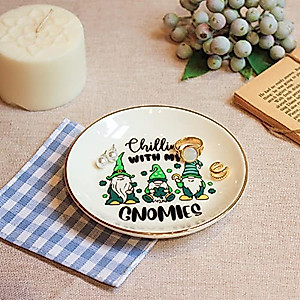 LZBALUYO Gnome Decor Irish Ring Dish, Decorative Trinket Dish, Gnome Home Decor, Ceramic Jewelry Dish, Ring Tray, Gnome Gifts for Women Mom Birthday Mothers Day Christmsa