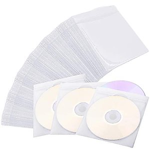 600PCS CD DVD Sleeves, FULANDL Premium CD Double-Sided Refill Plastic Sleeve for CD and DVD Storage Binders (White)