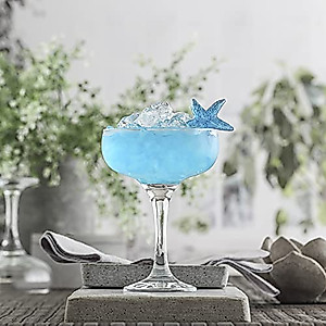 lav Coupe Cocktail Glasses Sets - Champagne Coupe Glasses with Colored and Cleared Rims 8 oz Set of 6- Manhattan & Martini Glasses for Cocktails, Mothers Day Gifts - Made in Europe