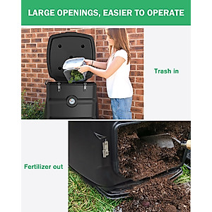 SQUEEZE master Thermal Compost Bin-Large Compost Bin Outdoor-110L /29 Gallon-Insulation Material-Accelerated Composting-Huge Opening-Bottom Liquid Collection-extra shovel