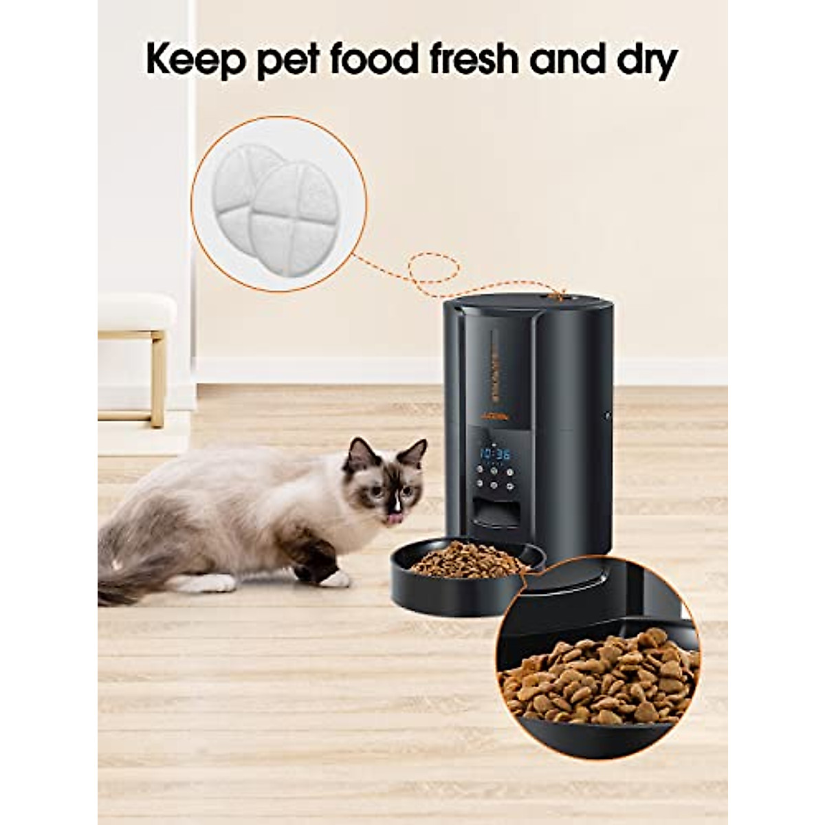 WOPET Upgrade Pet Food Desiccant Bag, 4 Packs Desiccant Packets Keep Cat Food & Dog Food Dry and Fresh, Suit Automatic Cat Feeder Model FT30