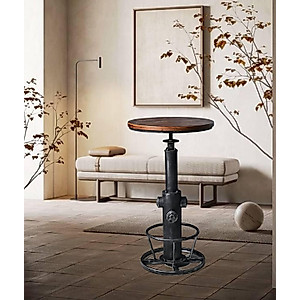 LOKKHAN 3-Piece Bar Table (38.6"-48.4") & 2 Backless Stools (24"-30") Set for Pub Kitchen Dining Living Party Bistro Breakfast, Swivel Top, Height Adjustable, Most Weld, Space-Saving