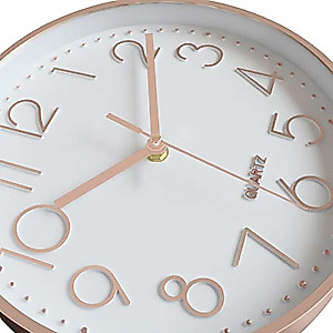 Lumuasky Rose Gold Wall Clock Modern Battery Operated Analog Small Cute Silent Non-Ticking Decorative Clock for School Office Classroom Bedroom Kitchen Living Room Decor (10 inch)