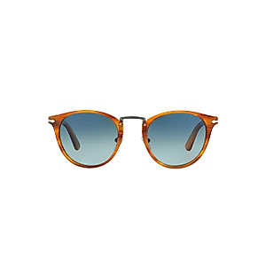 Persol PO3108S Round Sunglasses, Striped Brown/Blue Gradient Polarized, 49 mm