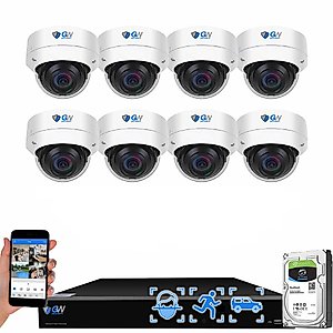 GW Security 16 Channel H.265+ PoE 12MP NVR 4K Security Camera System with 8 x 4K (8MP) Face Recognition/Human/Vehicle Detection Outdoor Indoor Microphone Dome IP Camera, 10+ Smart AI Functions