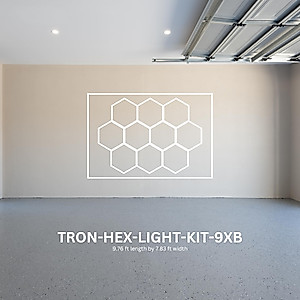 TRON Auto Lab 9X (Nine) Hexagon LED Light Kit, with Border Upgrade, Grid Series, Super Bright Daylight White 6500K, TRON-HEX-LIGHT-KIT-9XB
