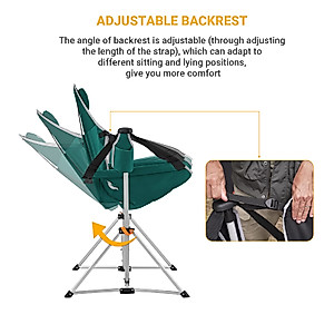 KingCamp Hammock Camping Chair Folding Rocking Chair Heavy Duty Portable Swing Recliner Chair with Pillow for Outdoor Lawn Backyard Picnic, Green