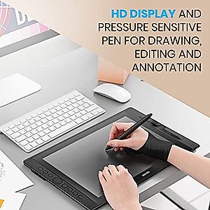 SereneLife Graphic Tablet with Passive Pen - 15.6" Full-Laminated Technology Art Monitor w/ 8192 Pressure Levels Battery-Free Stylus - Digital Drawing, Online Teaching, Design - for MAC, Windows OS