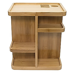 Sorbus 360° Bamboo Cosmetic Organizer, Multi-Function Storage Carousel for Makeup, Toiletries, and More — Great for Vanity, Desk, Bathroom, Bedroom, Closet, Kitchen (Bamboo)