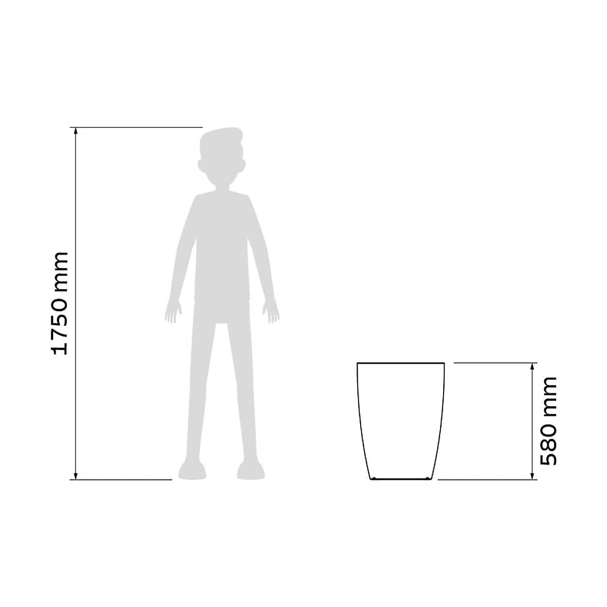 Tramontina Thai Plant Pot Plastic Taupe Diameter 44 x Height 58 cm Weatherproof Volume 55 litres