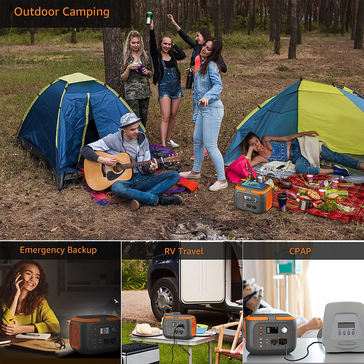 300W Portable Power Station 260Wh Outdoor Solar Generators Mobile Lithium Battery Pack 110V Outlet Solar Power Bank Camping Power Supply for Laptop with 60W Solar Panel