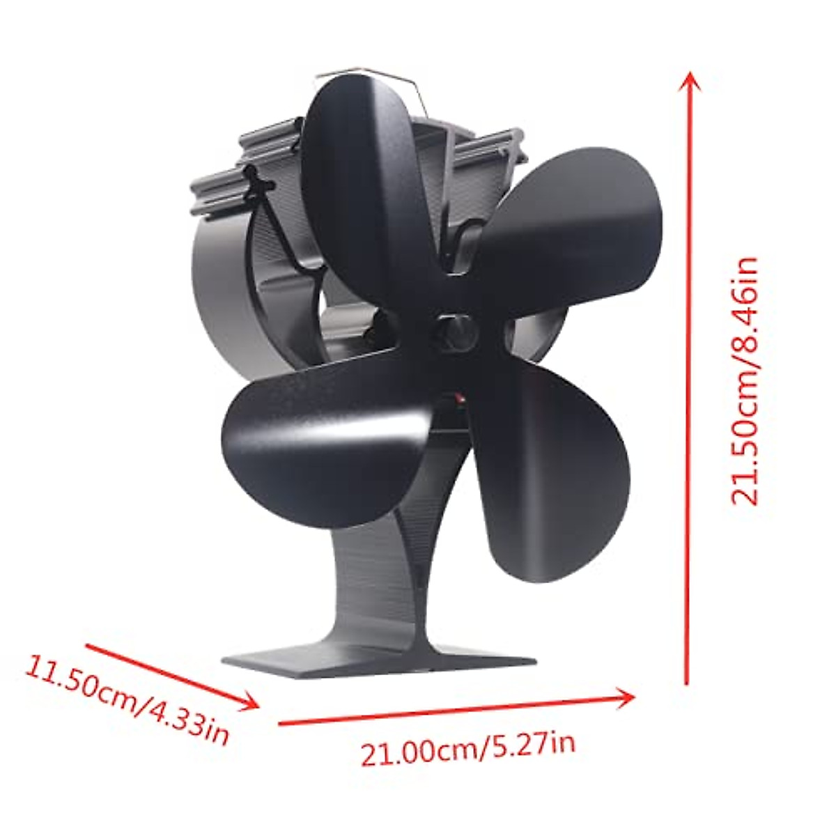 HEUNGBERANT Wood Burning Stove Fan Heat Powered Fireplace Fan for WoodLog BurnerFireplace, Black… (4 blades)