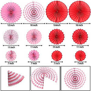 70pcs Valentines Day Red Pink Hanging Paper Fans Decorations - Wedding Bachelorette Party Barbecue Birthday Party Holidays Picnic Circus Carnival Valentines Day Party Photo Booth Backdrops Decorations